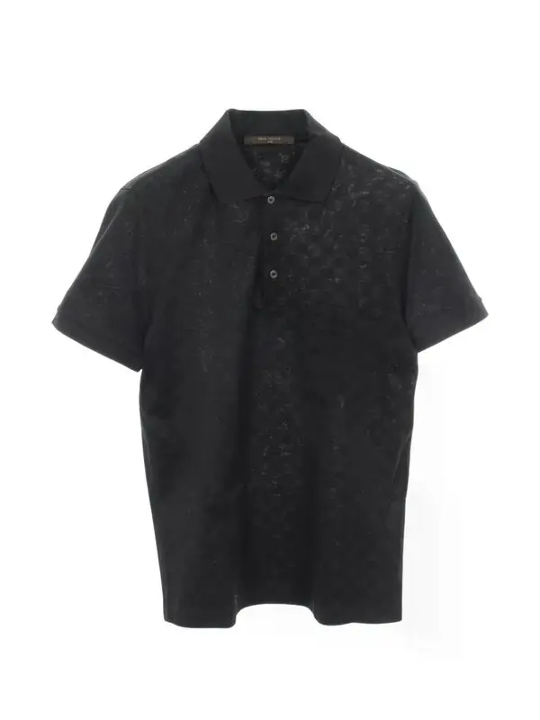 LOUIS VUITTON 2010s Damier Embroidered Polo Shirt - Black