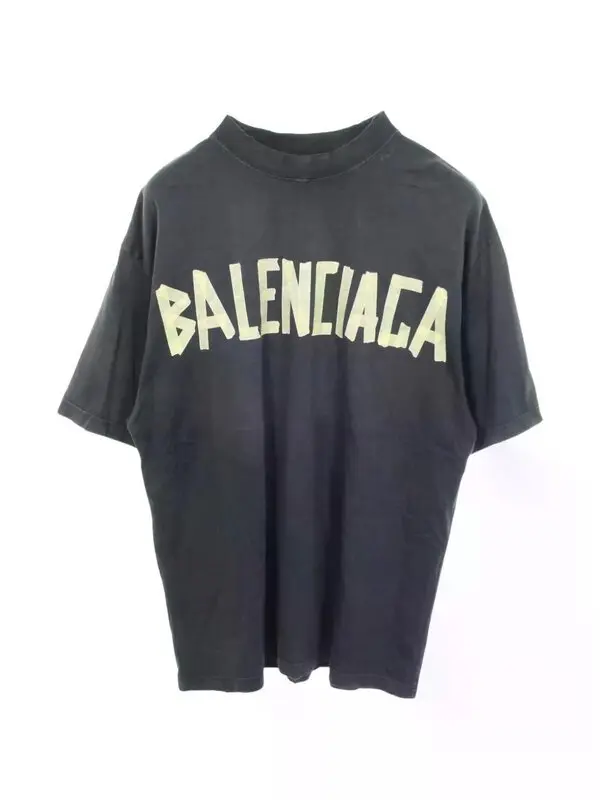 Balenciaga Distressed Logo Print T-shirt - Black