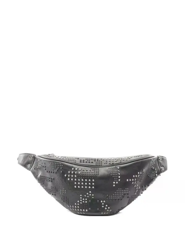 Mcm Studded Leather Belt Bag - Black