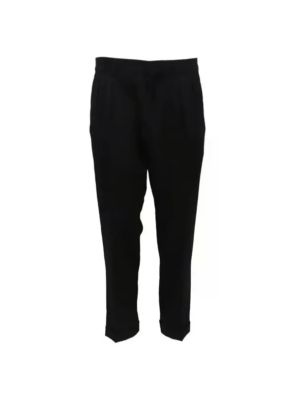 TOM FORD Pleated Cropped Trousers - Black