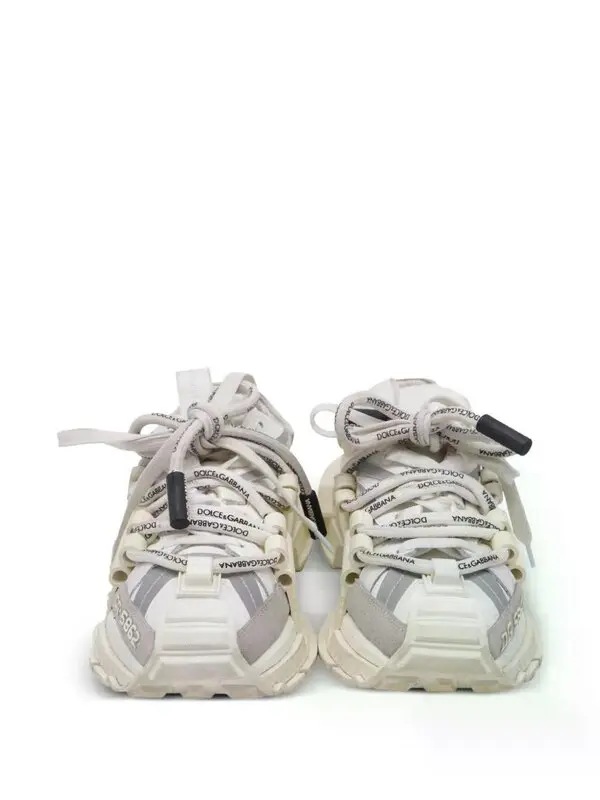 Dolce & Gabbana White Leather And Suede Panel Sneakers