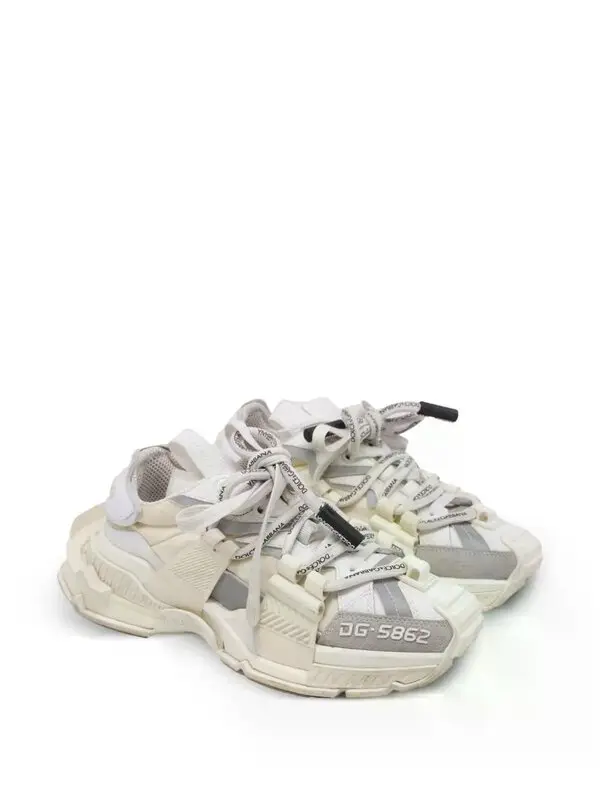 Dolce & Gabbana White Leather And Suede Panel Sneakers