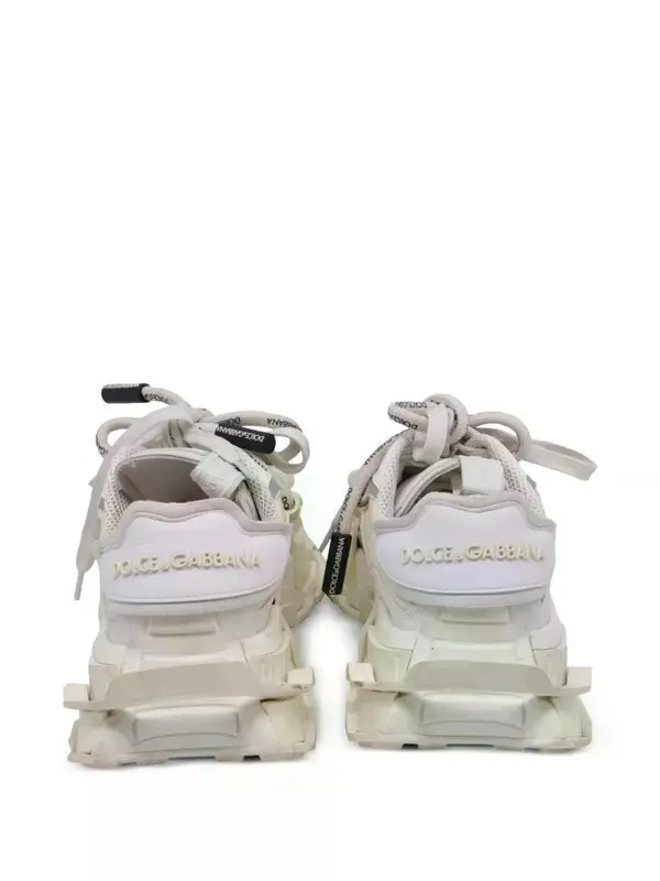 Dolce & Gabbana White Leather And Suede Panel Sneakers