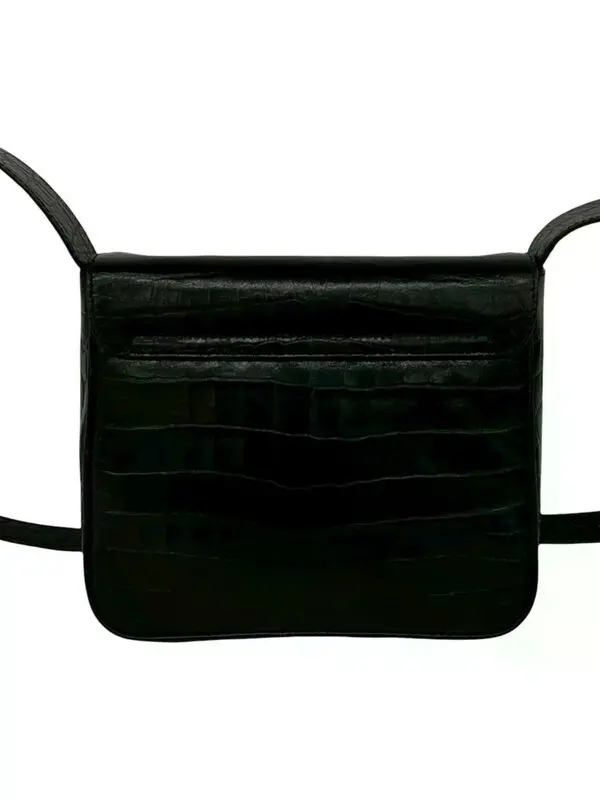 FERRAGAMO Croc Embossed Leather Gancini Crossbody Bag