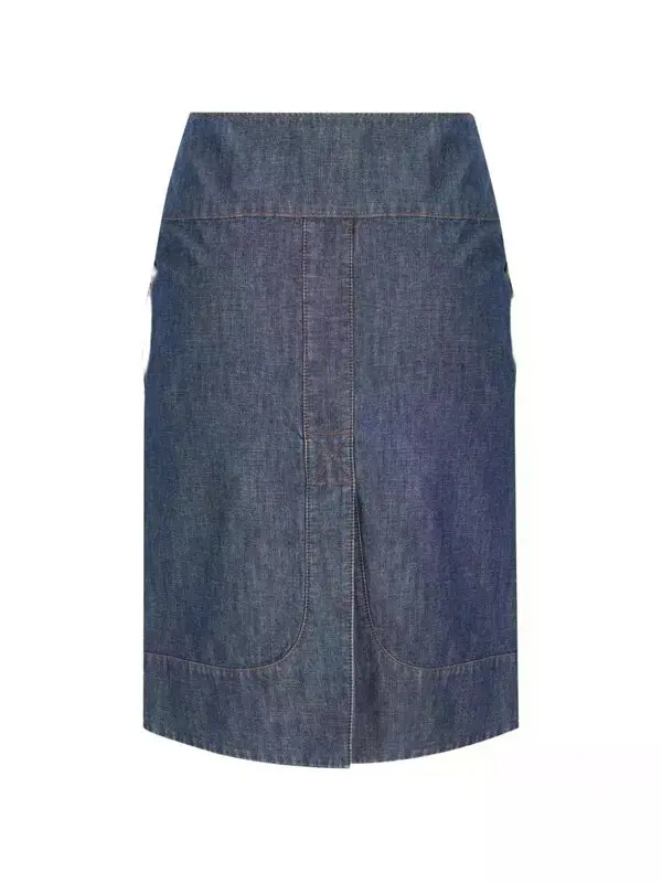 Fendi Denim Skirt With Leather Detail - Blue