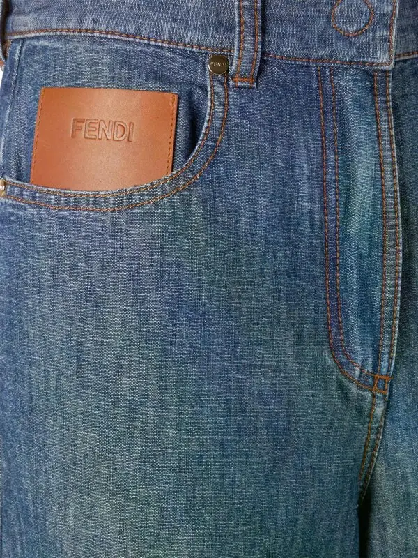 Fendi Logo-patch Wide-leg Trousers - Blue