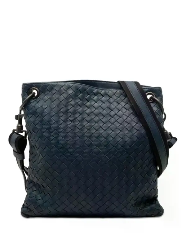 Bottega Veneta Nappa Intrecciato Crossbody Bag - Blue