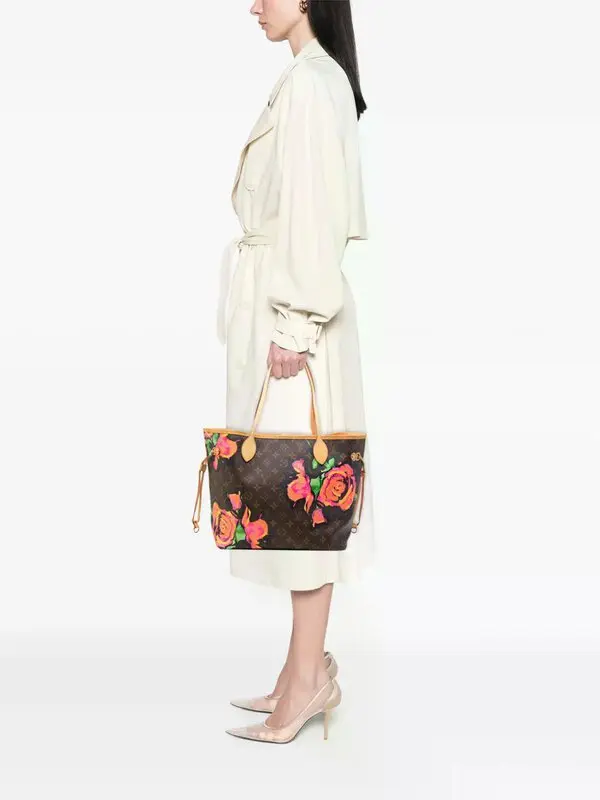 LOUIS VUITTON Monogram Roses Neverfull Mm Tote Bag