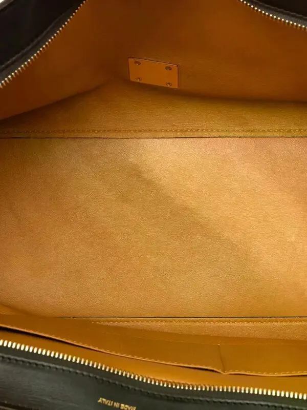 Celine Tricolor Calfskin And Suede Trapeze Satchel - Blue