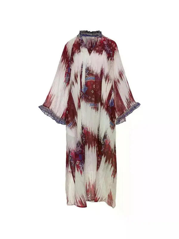 Devotion Freesia Geometric-print V-neck Dress - White