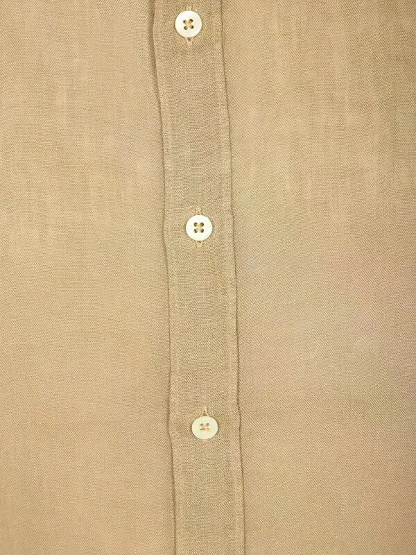 120% Lino Classic-collar Curved-hem Shirt