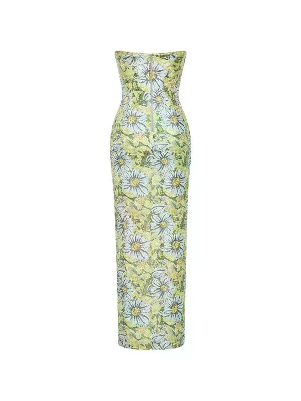 BRONX AND BRONCO Veronica Floral-beaded Maxi Dress - Green