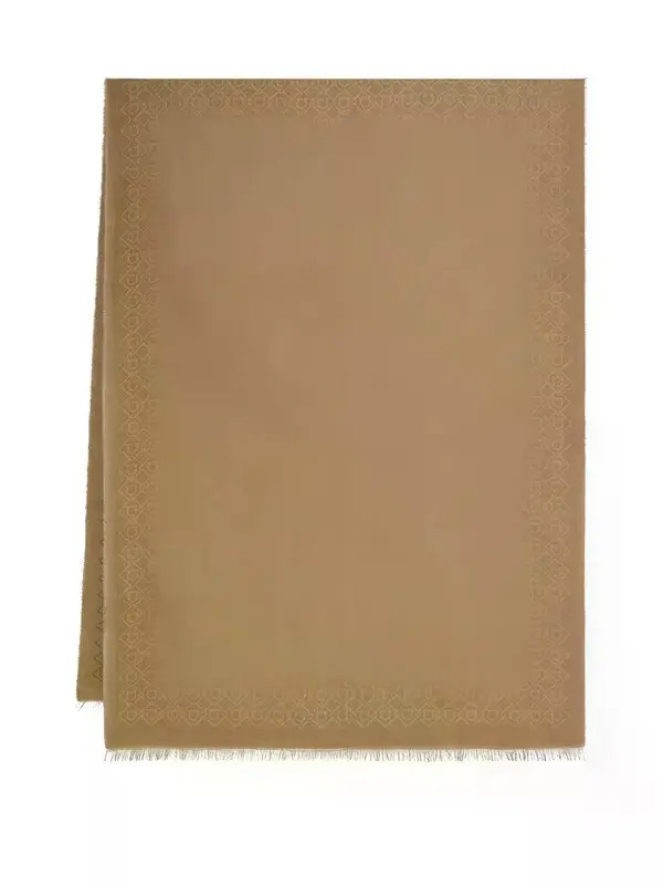 FERRAGAMO Gancini-pattern Frayed Scarf