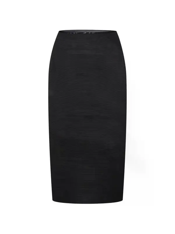 FROLOV Semi-sheer Front Slit Pencil Midi Skirt - Black