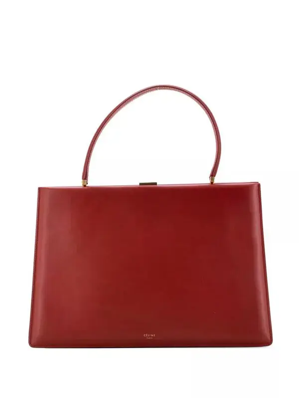 Celine Clasp Top Handle Bag Leather Medium Satchel