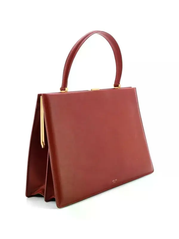 Celine Clasp Top Handle Bag Leather Medium Satchel