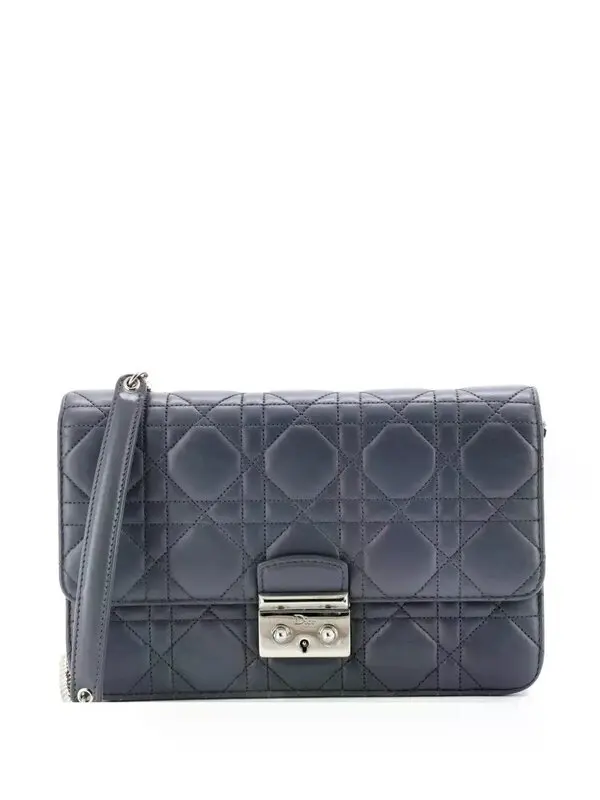 Dior Miss Promenade Pouch Cannage Quilt Lambskin Crossbody Bag - Grey