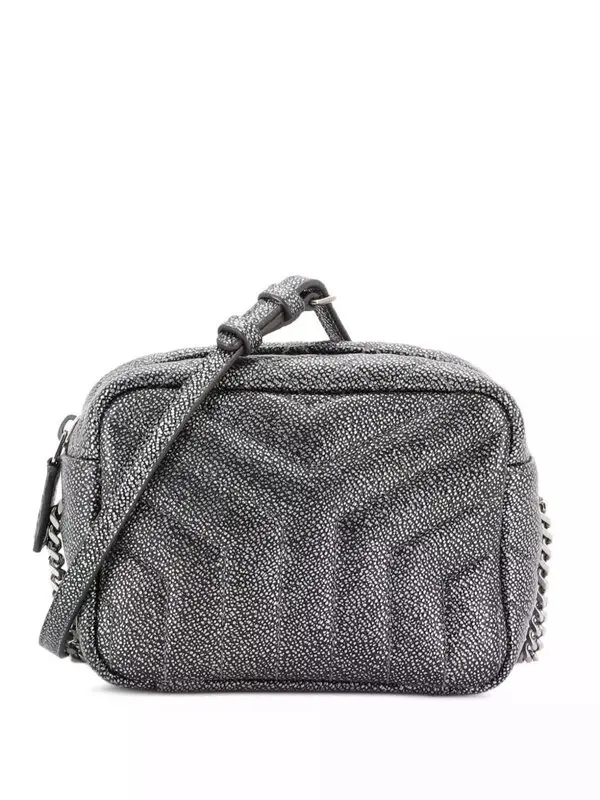 Saint Laurent Loulou Mini Bowling Bag Matelasse Chevron Leather Crossbody Bag - Silver