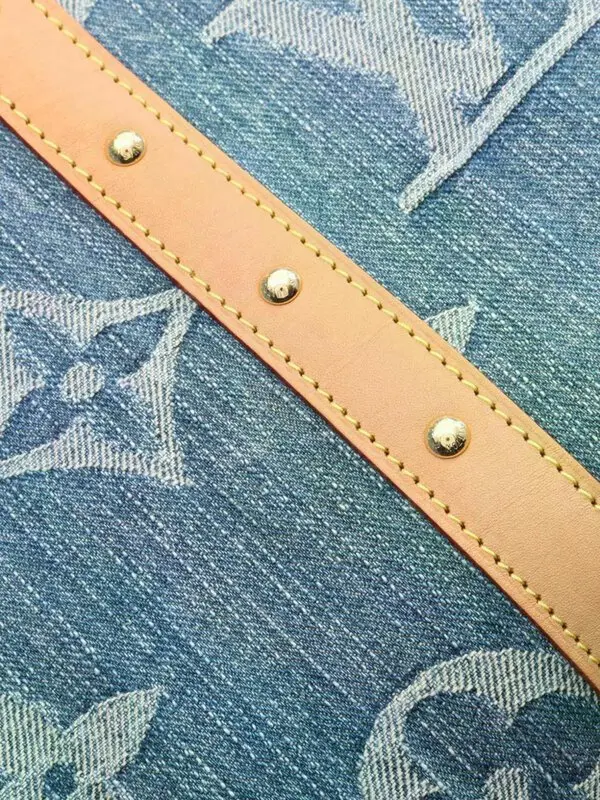 LOUIS VUITTON Monogram Denim Studded Keepall Bandouliere 45 Travel Bag - Blue