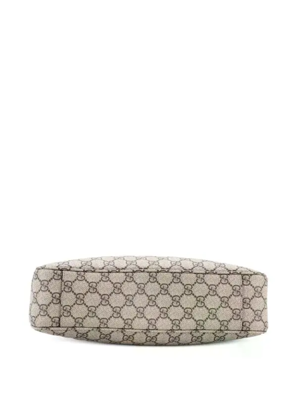 Gucci Emblem Gg Coated Canvas With Leather Shoulder Bag