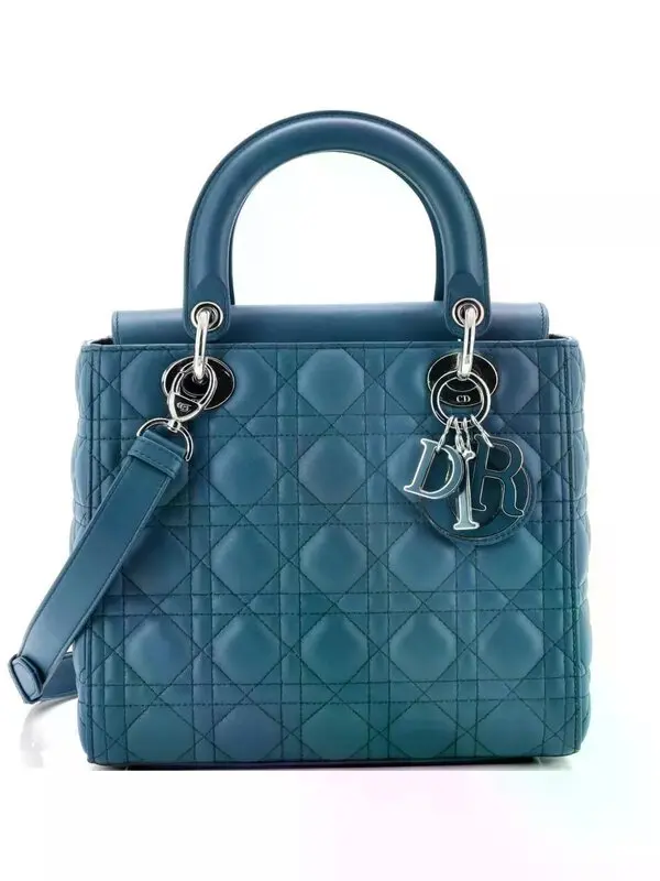 Dior Lady Nm Bag Cannage Quilt Lambskin Satchel - Blue
