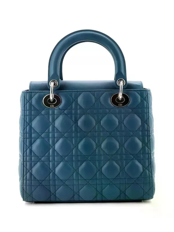 Dior Lady Nm Bag Cannage Quilt Lambskin Satchel - Blue