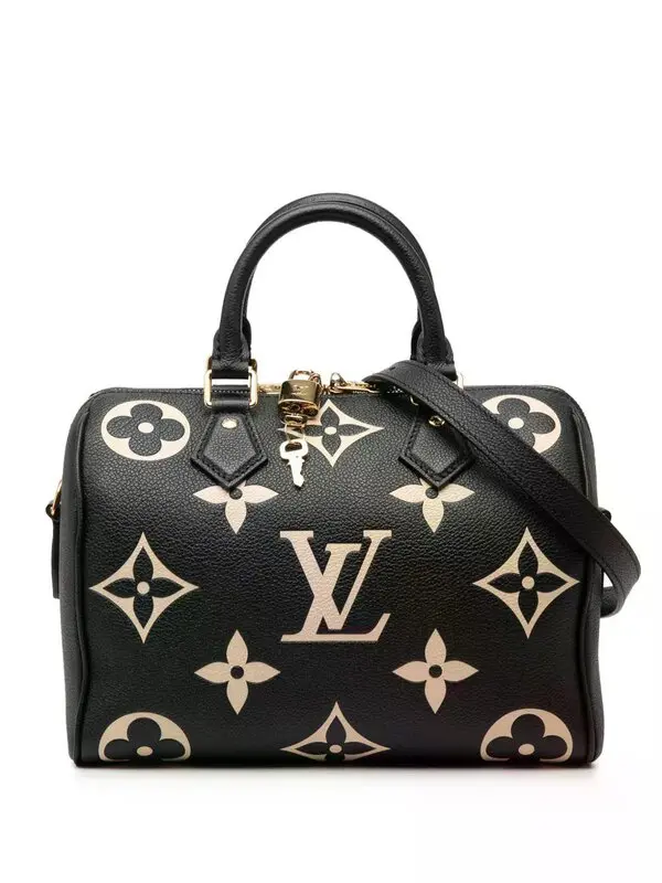 LOUIS VUITTON Monogram Empreinte Giant Speedy Bandouliere 25 Satchel - Black