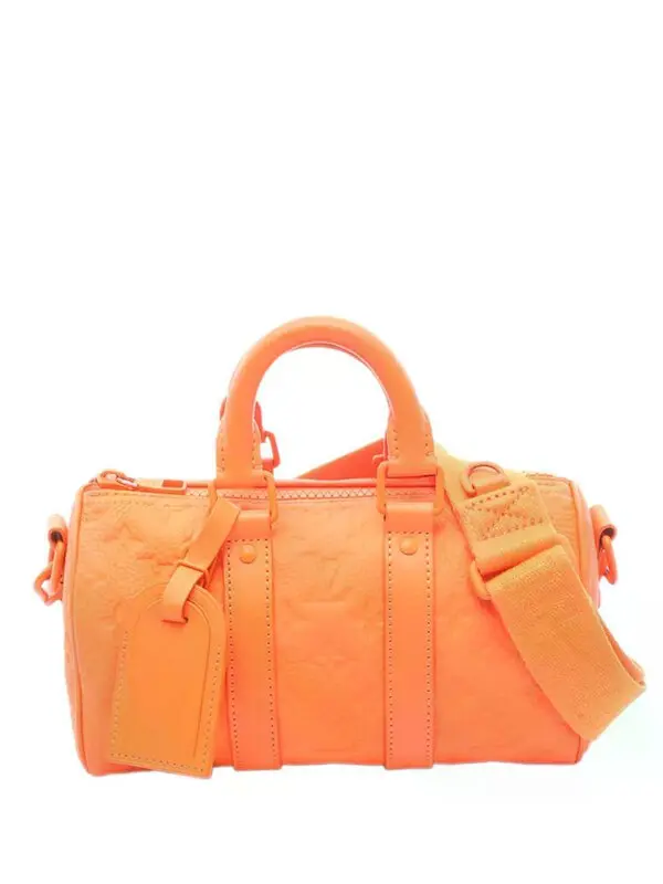 LOUIS VUITTON Monogram Empreinte Keepall Bandouliere 25 Boston Bag - Orange