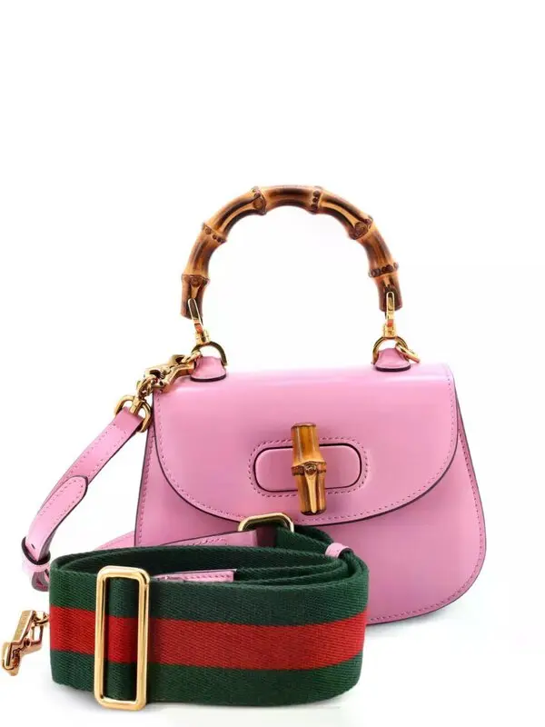 Gucci Bamboo 1947 Top Handle Bag Leather Mini Shoulder Bag - Pink