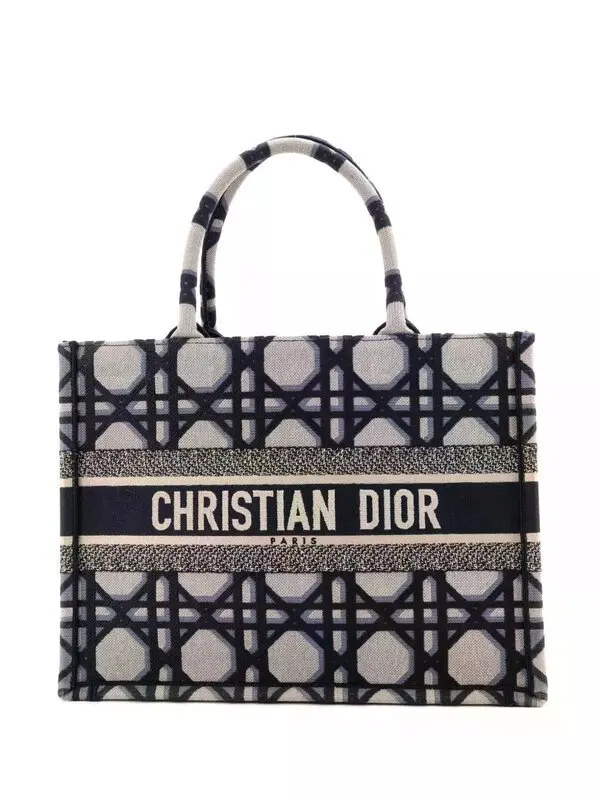 Dior Book Macrocannage Canvas Medium Tote Bag - Blue