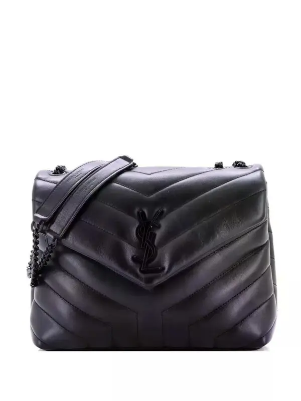Saint Laurent Loulou Matelasse Chevron Leather Small Shoulder Bag - Black
