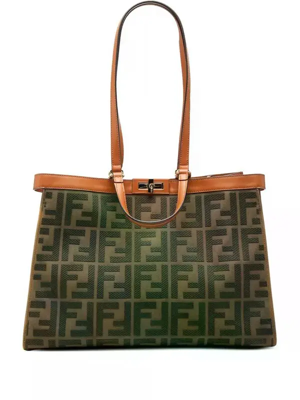 Fendi Zucca Embroidered Canvas Peekaboo X-tote Satchel - Green