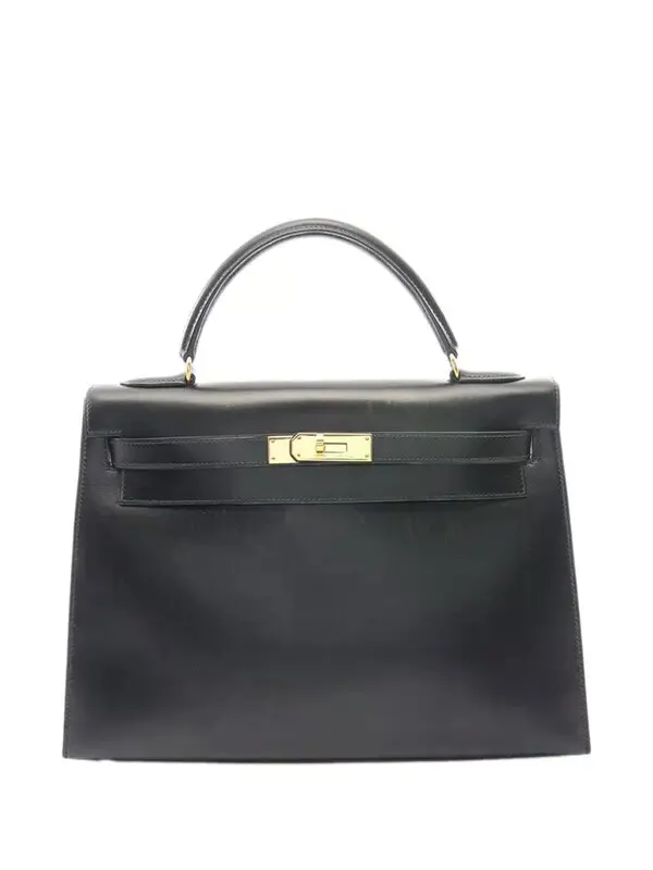 Hermès 1991 Box Calf Kelly Sellier 32 Satchel - Black