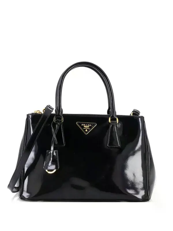 Prada Spazzolato Leather Double Zip Satchel - Black