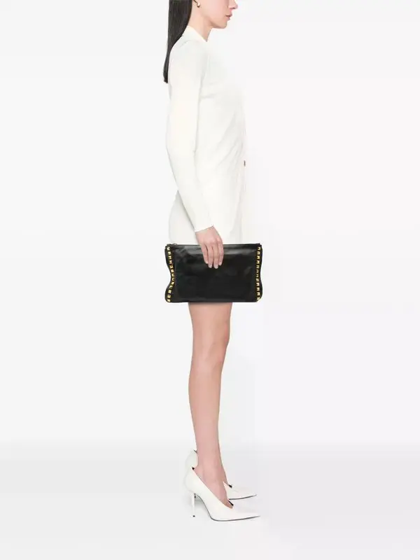 Miu Miu Studded Leather Zip Clutch Bag