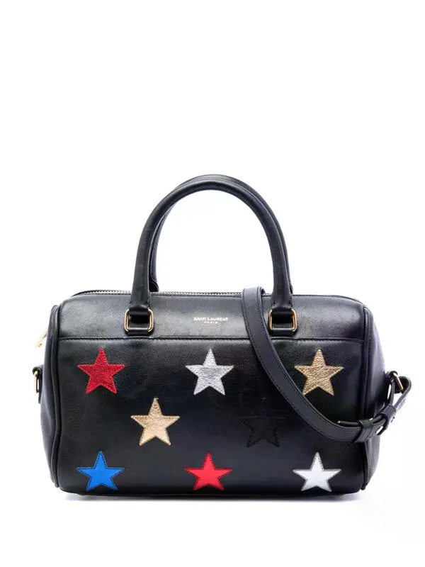 Saint Laurent Classic Duffle Satchel With Star Patchwork - Black