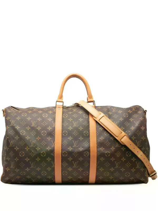 LOUIS VUITTON Monogram Keepall Bandouliere 55 Travel Bag - Brown