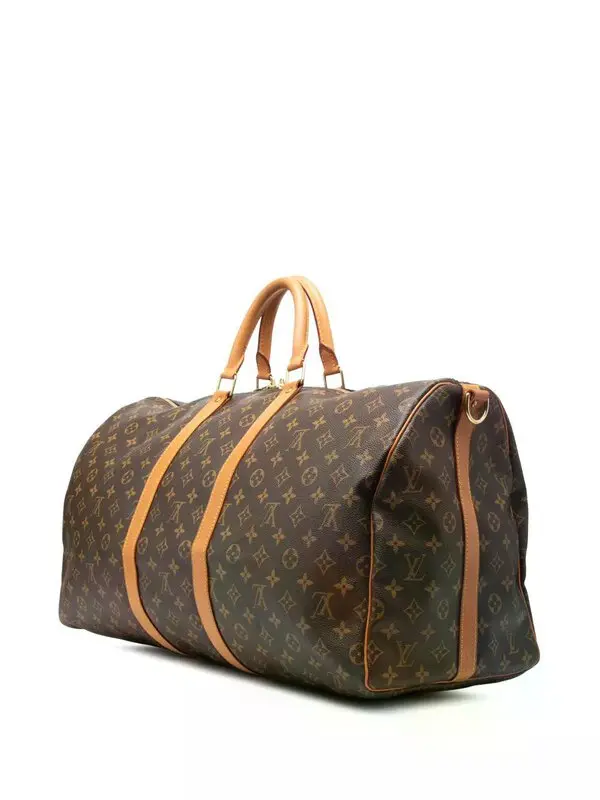 LOUIS VUITTON Monogram Keepall Bandouliere 55 Travel Bag - Brown