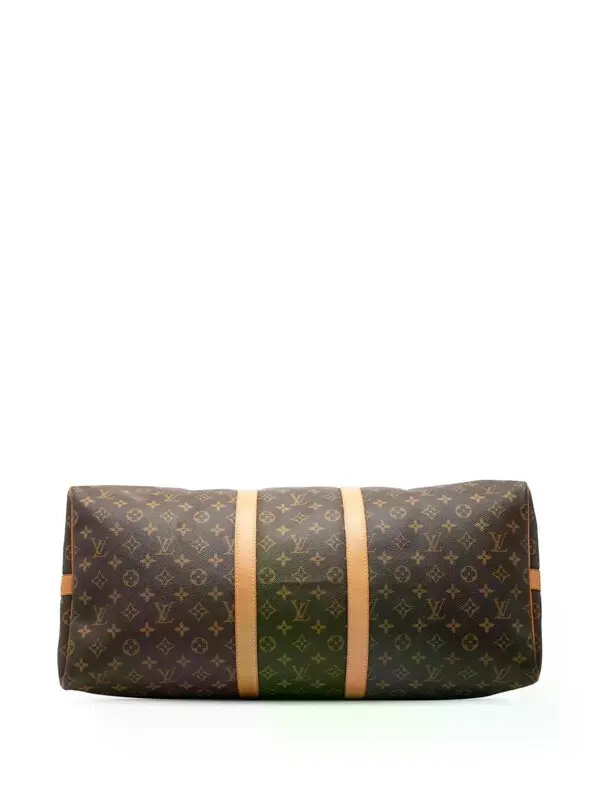 LOUIS VUITTON Monogram Keepall Bandouliere 55 Travel Bag - Brown