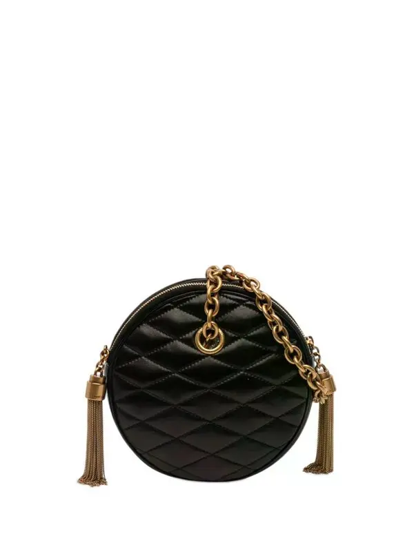 Saint Laurent Le Maillon Quilted Round Tassel Chain Crossbody Bag - Black