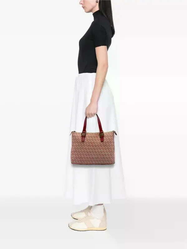 Fendi Zucchino Canvas Tote Bag - Red