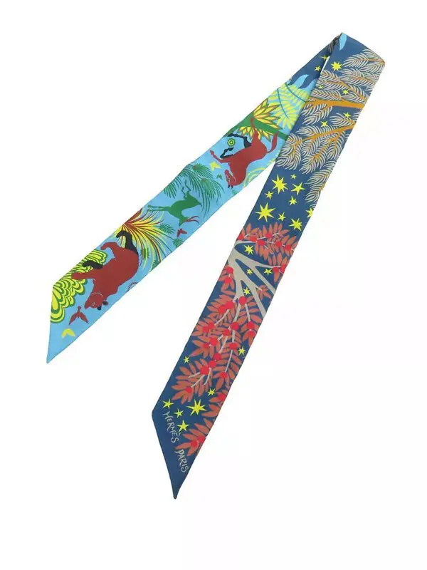 Hermès 2022 Sous Le Charme D Orphee Silk Twilly Scarf Scarves - Blue