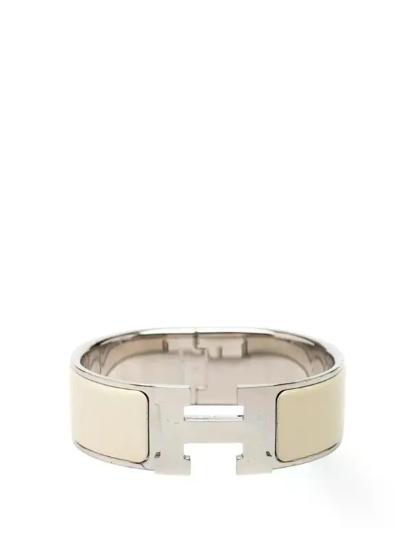 Hermès Wide Enamel Clic Clac H Bracelet Pm - Silver
