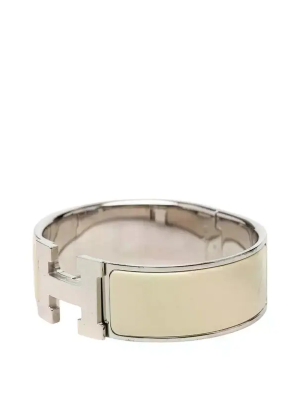 Hermès Wide Enamel Clic Clac H Bracelet Pm - Silver