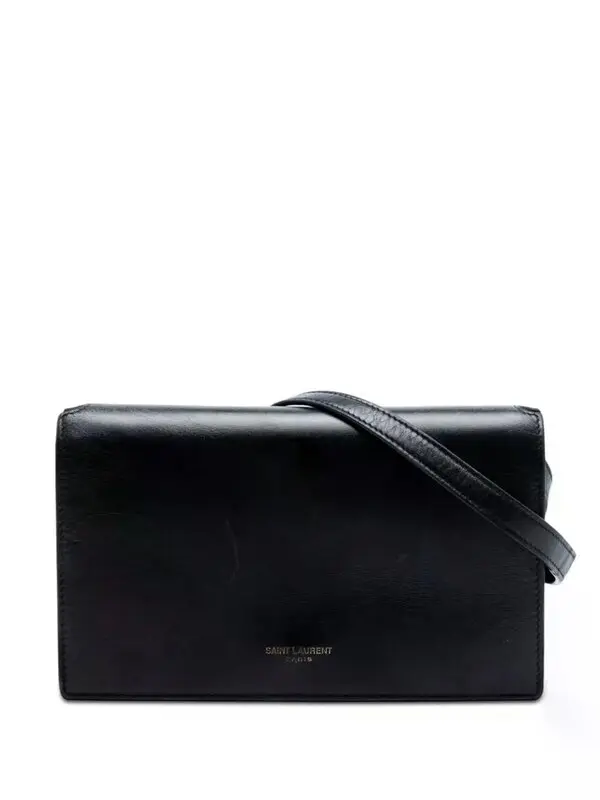 Saint Laurent Smooth Calfskin Monogram Crossbody Bag - Black