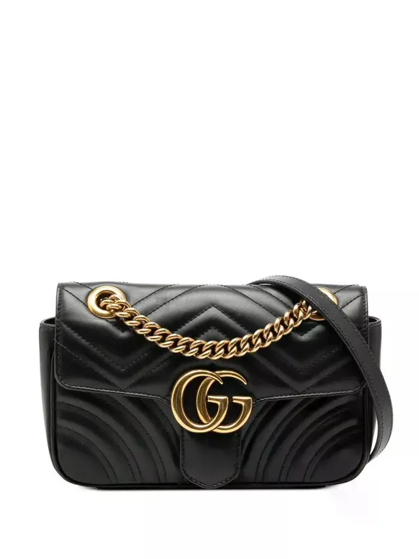 Gucci Small Gg Marmont Matelassé Leather Shoulder Bag - Black