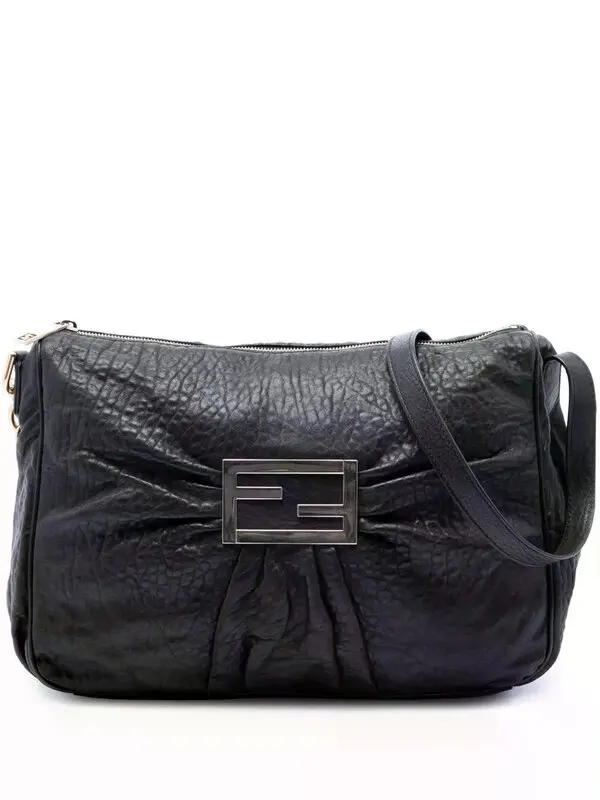 Fendi Large Leather Mia Crossbody Bag - Black