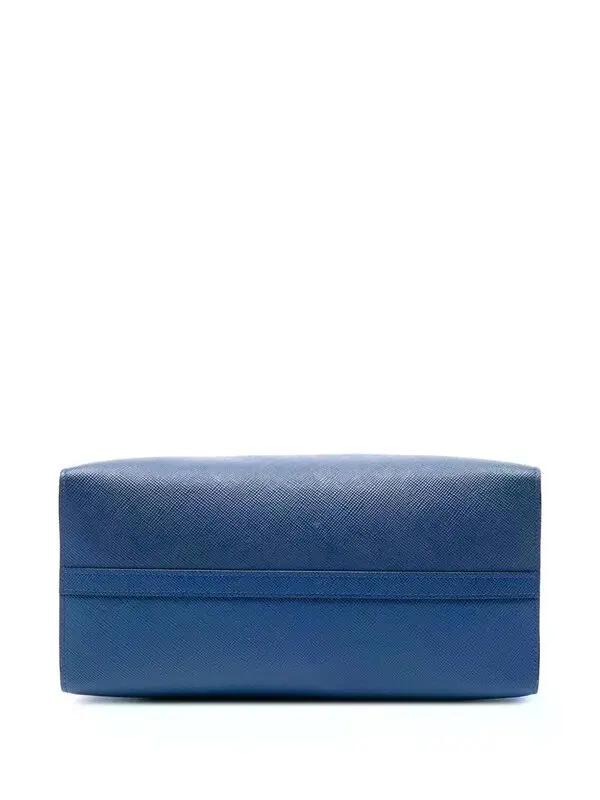 Prada Saffiano Cuir Monochrome Top Handle Satchel - Blue