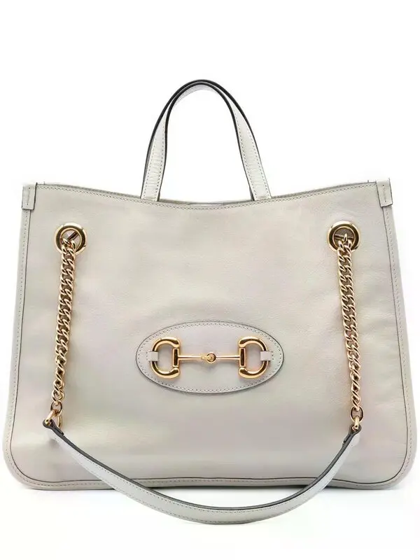 Gucci 1955 Horsebit Chain Tote Satchel - White