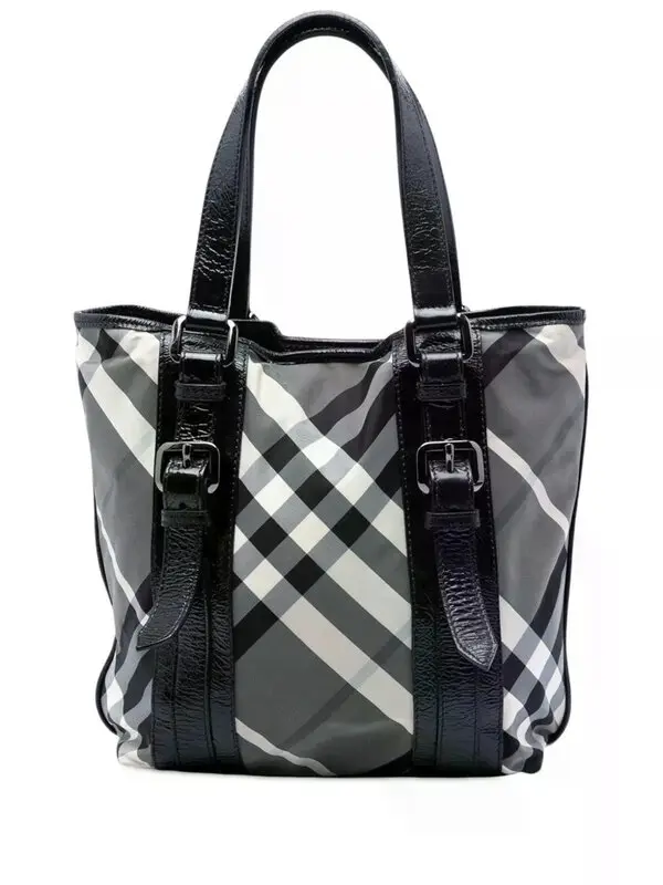 Burberry Beat Check Nylon Victoria Tote Bag - Grey